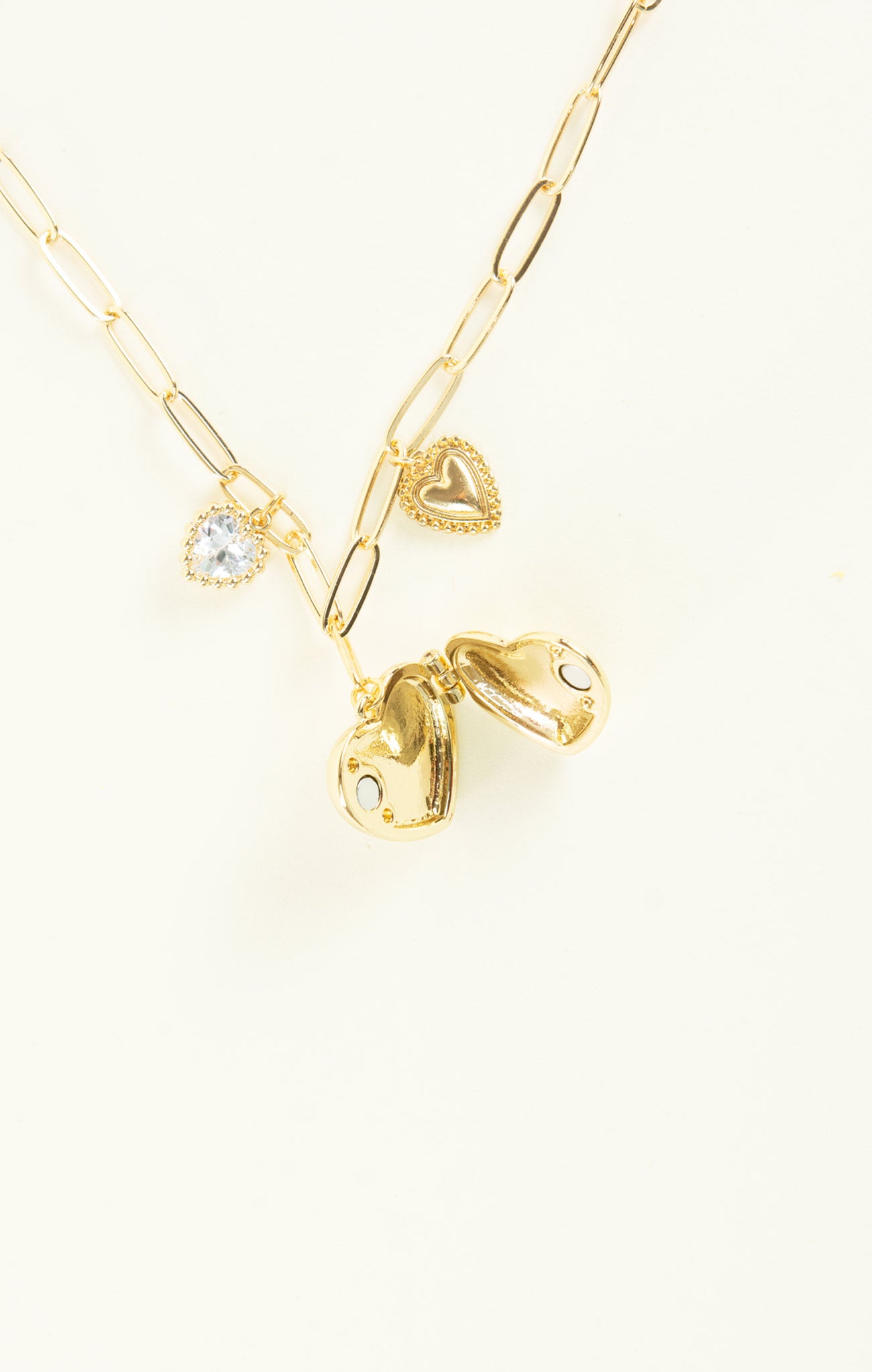 Heart Locket Paperclip Chain Necklace — Grace